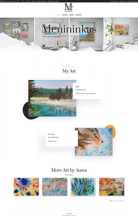 WordPress website design using Divi for Artist in Orlando FL